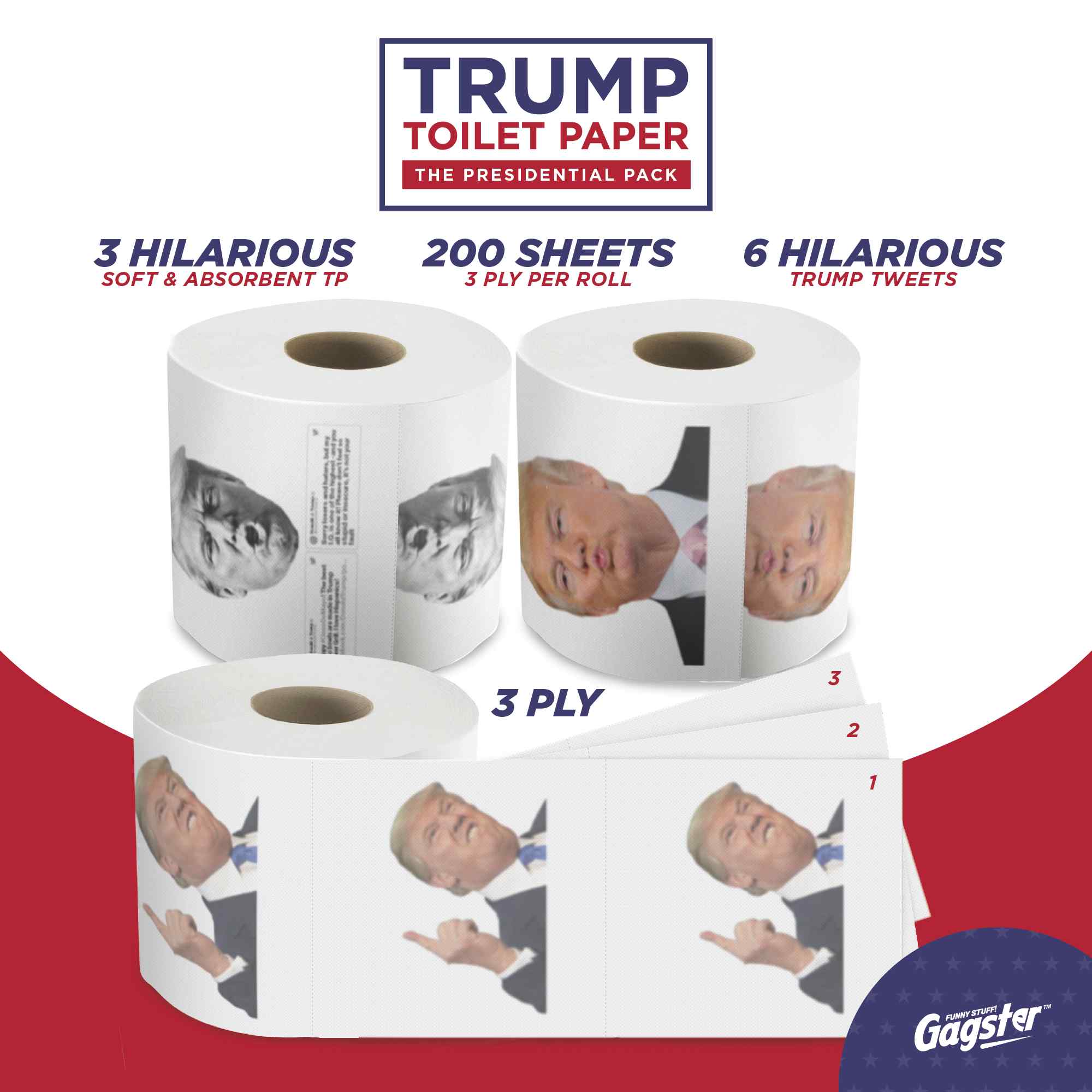 Donald Trump Toilet Paper – The Presidential Pack | Funny Political Gag ...